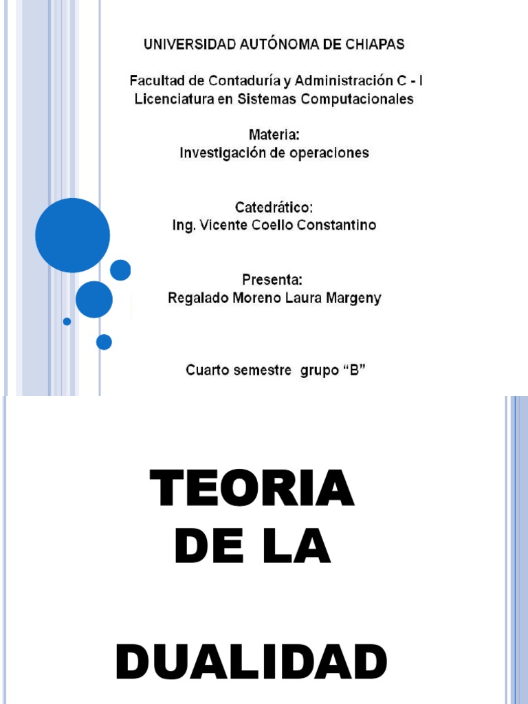 Teoria de La Dualidad | PDF | Ecuaciones | Matemáticas Aplicadas