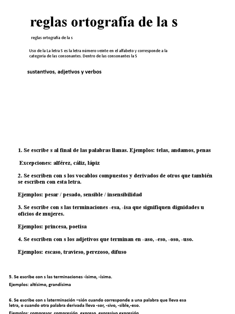 Reglas Ortografía de La S | PDF