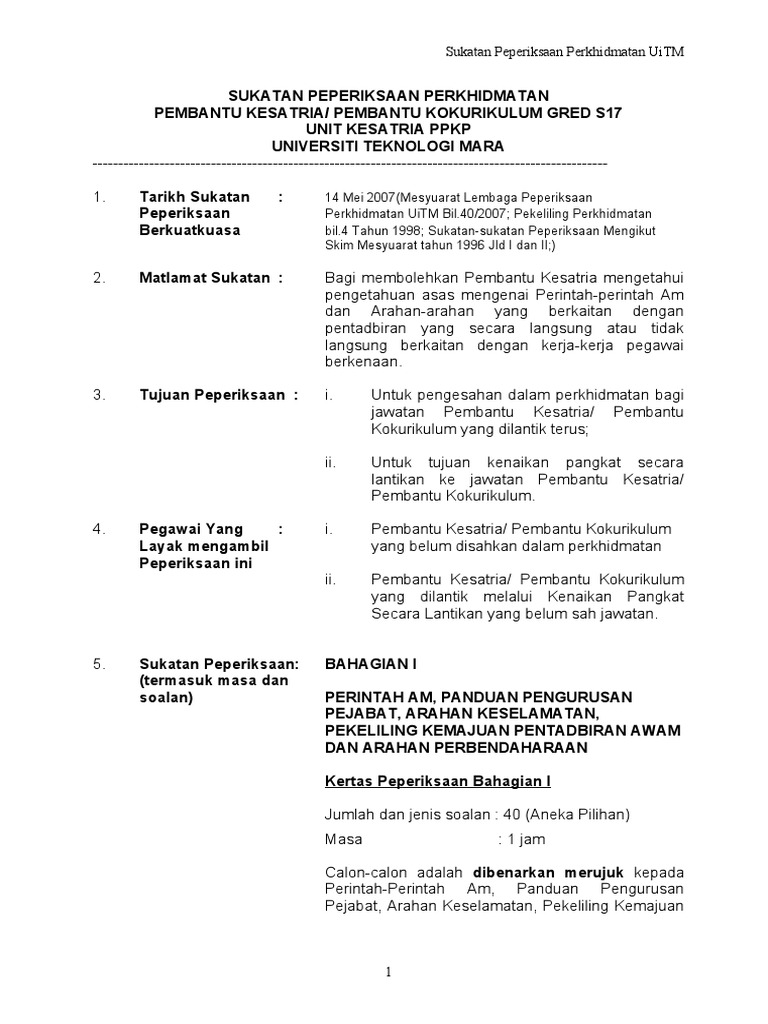 Pembantu Kesatria - Pembantu Kokurikulum (Unit Kesatria, PPKP) - S17 | PDF