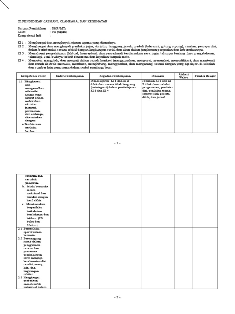 Pendidikan Jasmani SMP Kelas VII | PDF | Karier & Perkembangan | Olahraga & Rekreasi