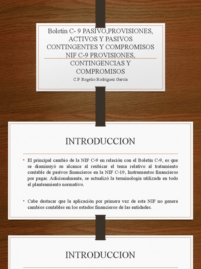 Nif C 9 Provisiones Contingencias y Compromisos | PDF | Valoración (Finanzas) | Contabilidad