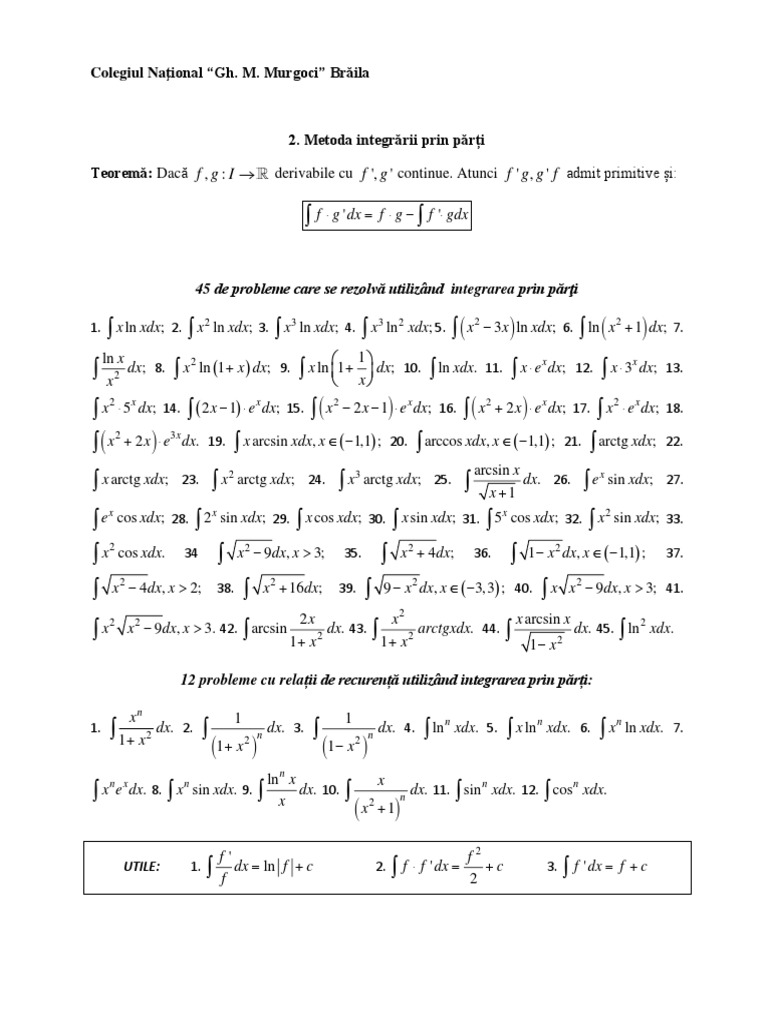 Integrarea Prin Parti | PDF