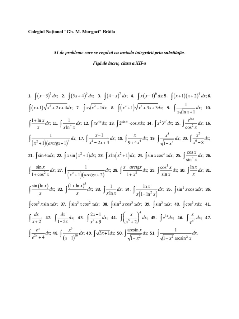 Integrarea Prin Substitutie | PDF