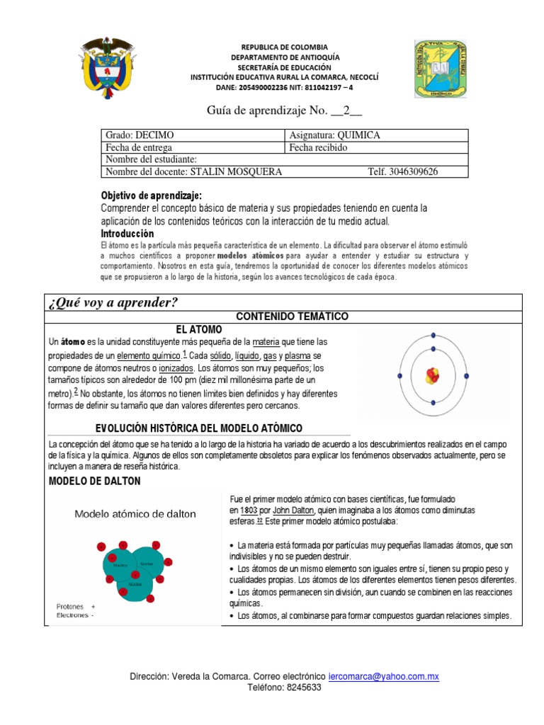 10 Guia Quimica 2 Atomo y Teorias Atomicas | PDF | Átomos | Núcleo atómico