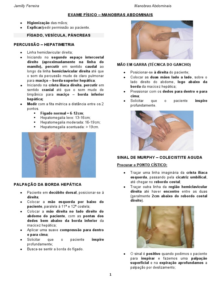 Manobras Abdominais Roteiro | PDF | Especialidades médicas | Medicina ...