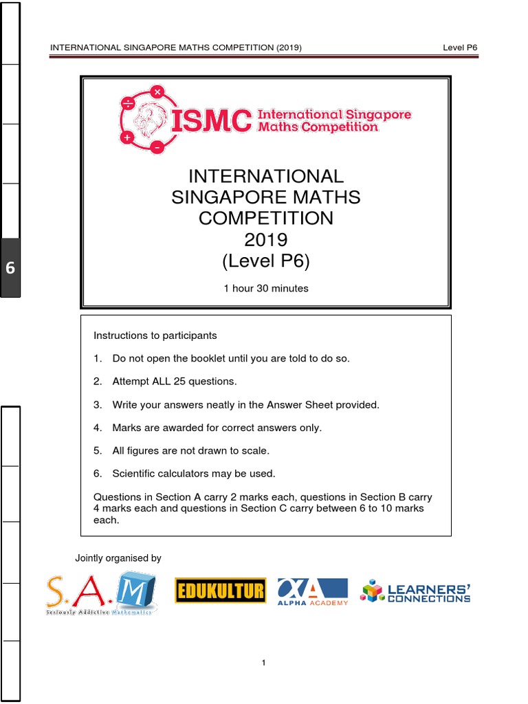 ISMC 2019 P6 Math Competition Paper | PDF | Area | Mathematics