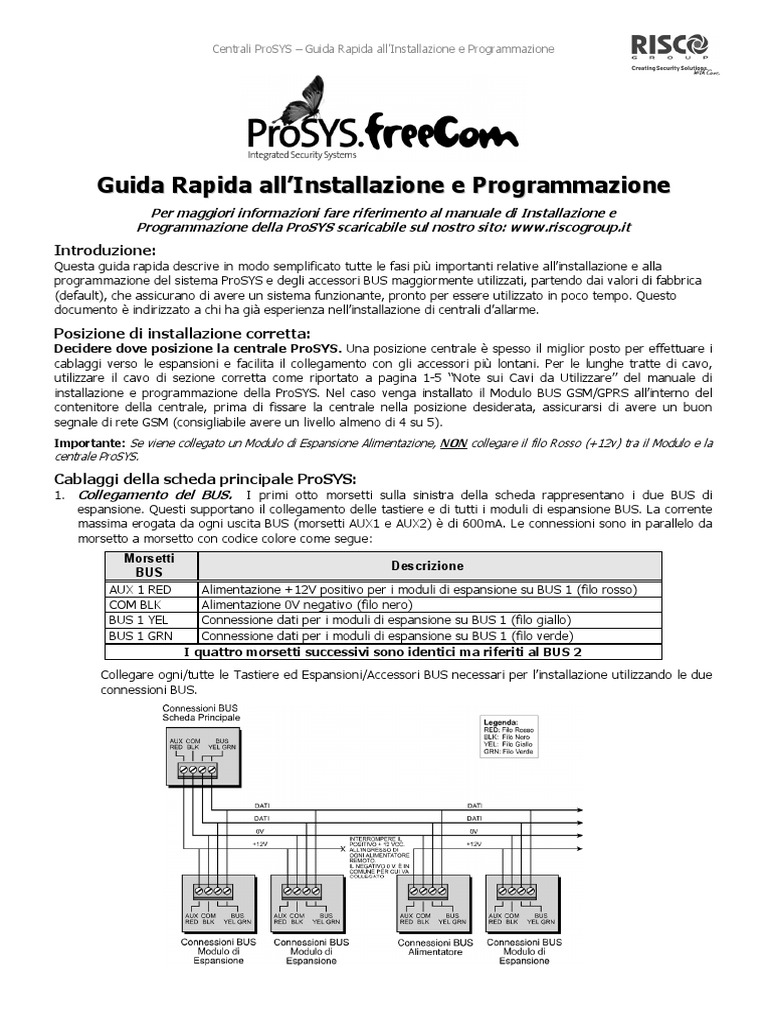 Guida Rapida Risco ProSys | PDF