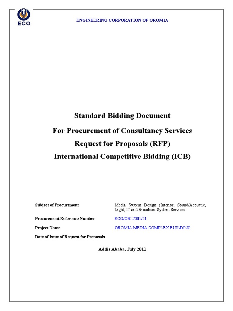 2021.04.6 SBD Consultancy ICB Final | PDF | Request For Proposal | Consultant