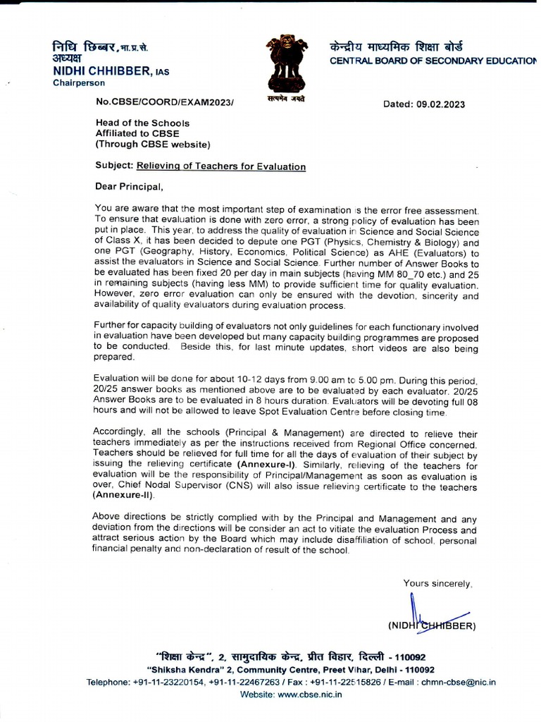 Relieving of Teachers Evaluation 10022023 Updated | PDF