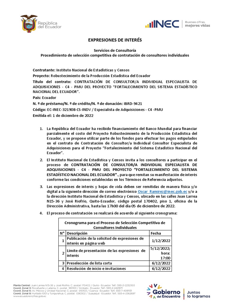 Expresion de Interes Especialista de Adquisiciones | Descargar gratis ...