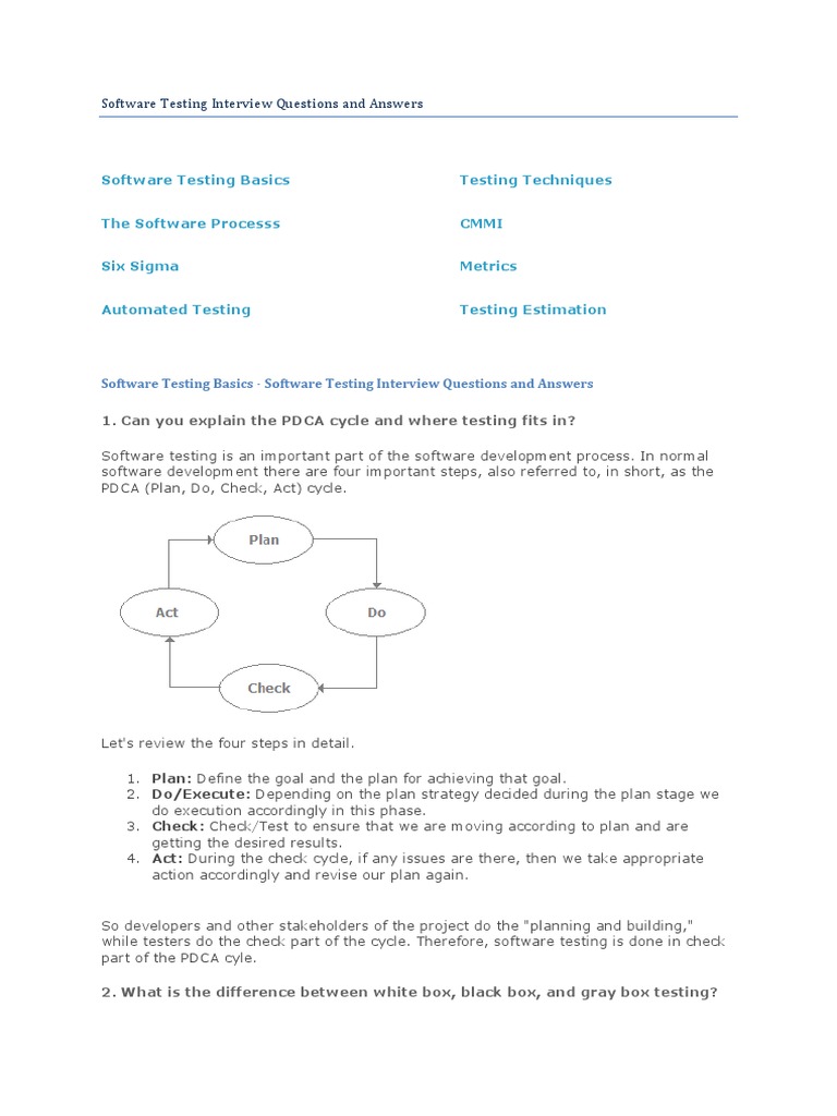 Software Testing Interview Questions and Answers | PDF | Software ...