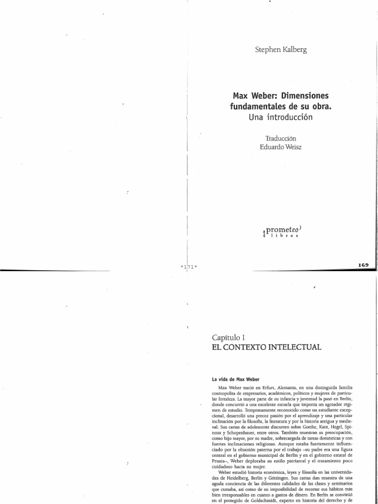 Bibliografía Unidad 4 Weber Parte 1 - Max Weber Dimensiones ...