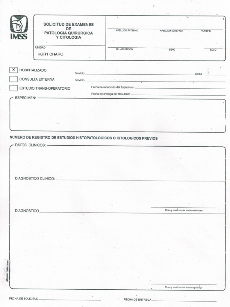 Solicitud de Laboratorio IMSS HGR1 | PDF
