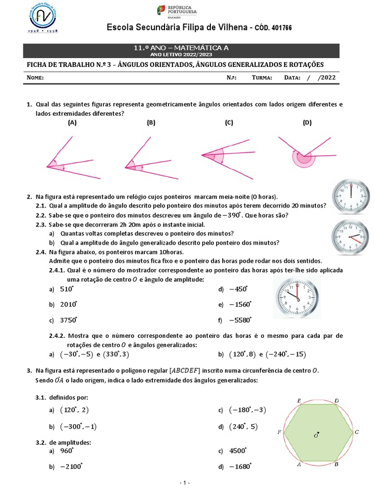 FT3 - Ângulos Orientados e Generalizados | PDF | Polítopo | Matemática ...