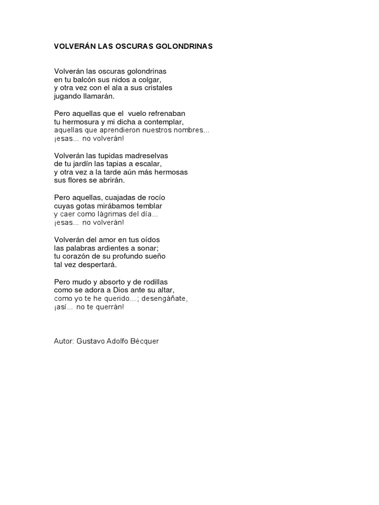 Volveran Las Oscuras Golondrinas | PDF