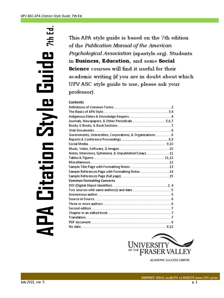 APA Guide | PDF | Apa Style | Citation