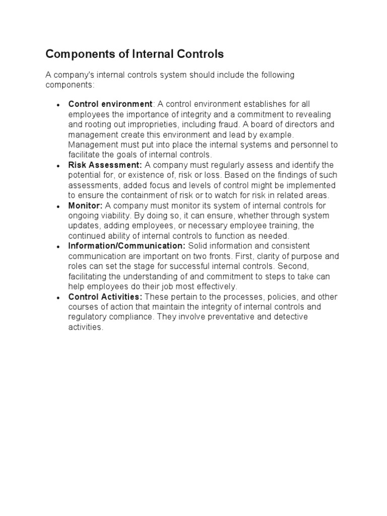 Components of Internal Controls | PDF