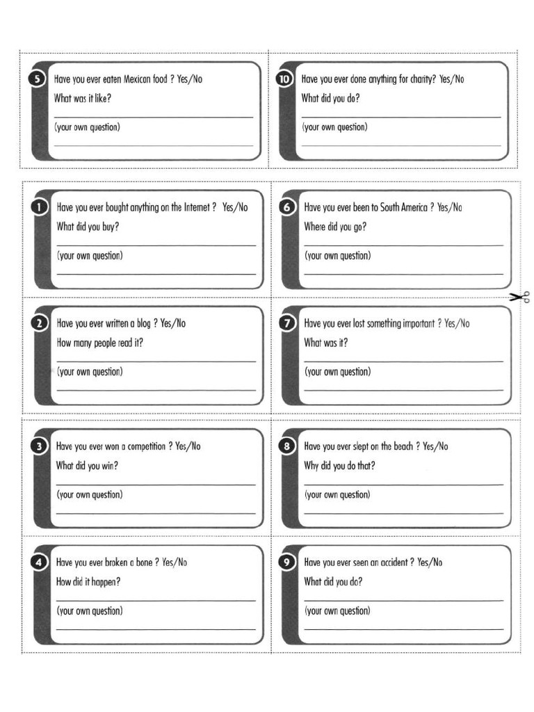 Present Perfect Cards | PDF