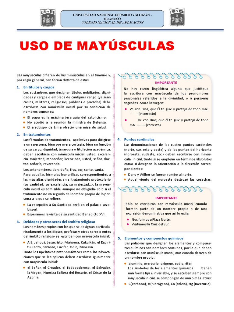 Uso de Las Mayùsculas | PDF