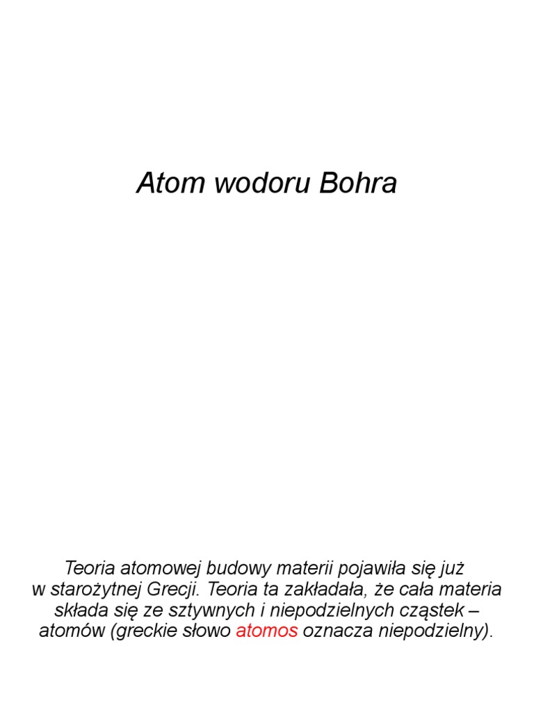 Atom Wodoru Bohra | PDF