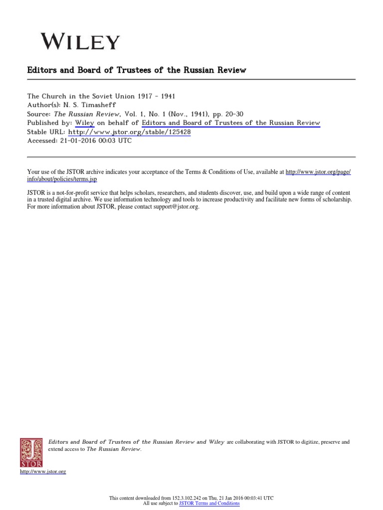 The Church Int The Soviet Union | PDF | Russian Orthodox Church ...