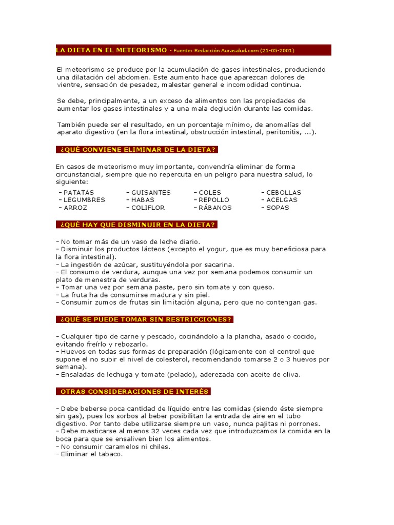La Dieta en El Meteorismo | PDF | Salud y bienestar