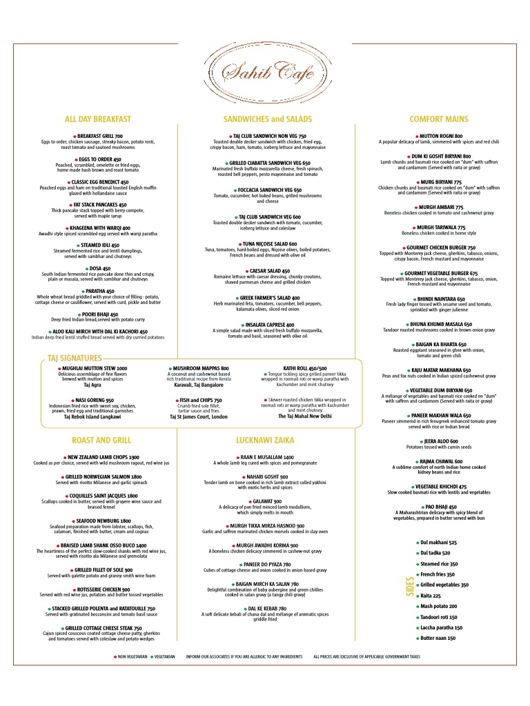 Taj Menu | Download Free PDF | Indian Cuisine | Chocolate