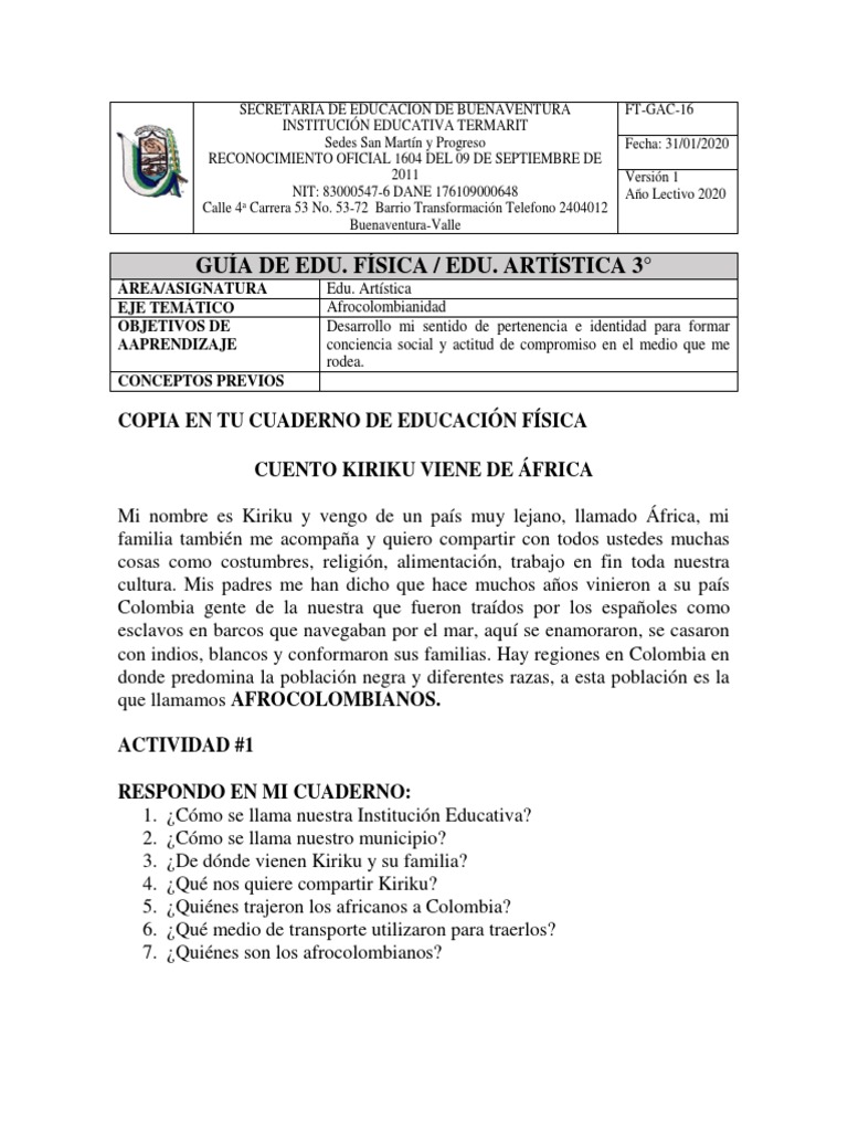 Juegos y Cultura Afrocolombiana Infantil | PDF | Ciencias sociales