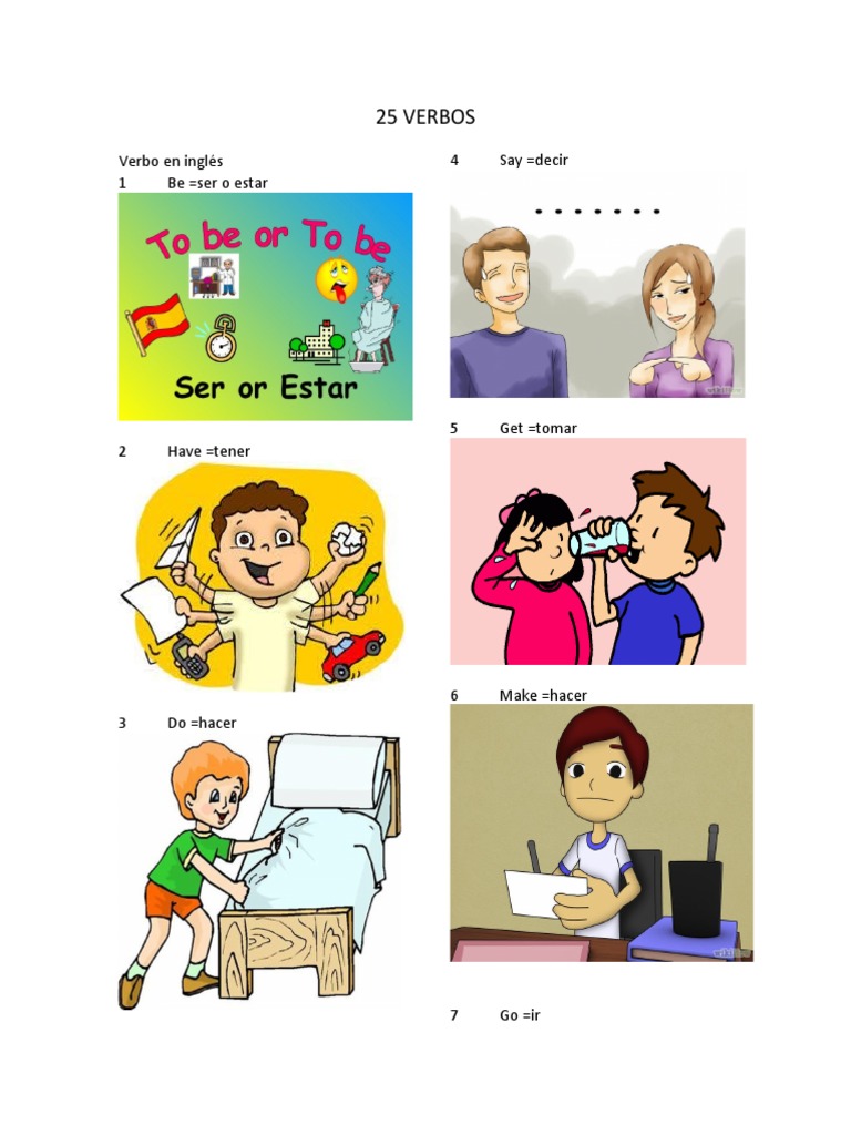 25 Verbos Comunes en Inglés y Español | PDF