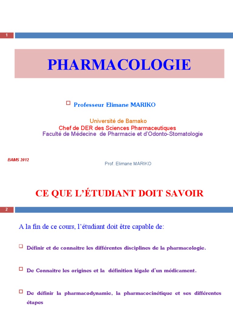 Module Pharmacologie | PDF | Pharmacocinétique | Thérapie