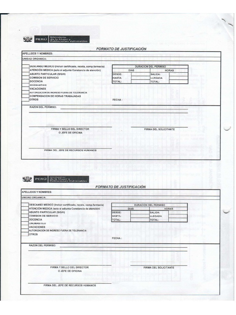 Papeleta de Justificacion | PDF