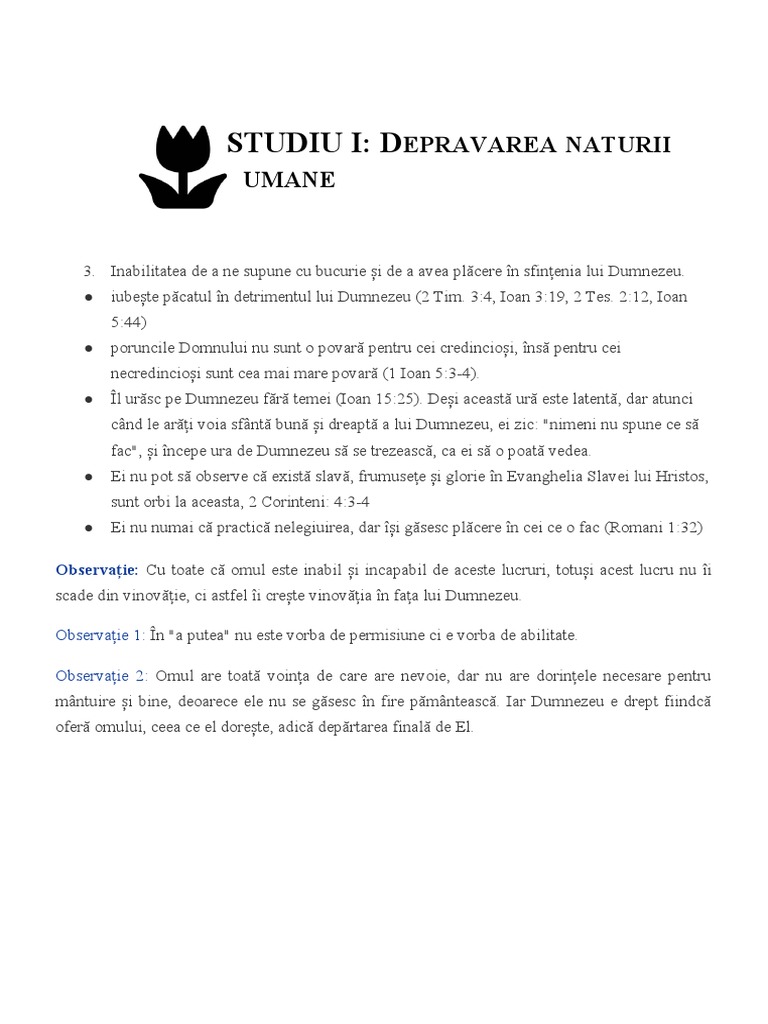 Studiu I Partea II - Depravare Naturii Umane | PDF