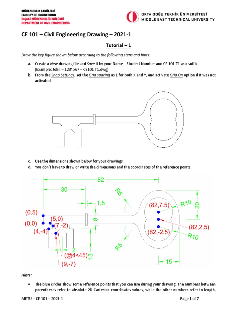 CE 101 - Civil Engineering Drawing - 2021-1: Tutorial - 1 | PDF ...