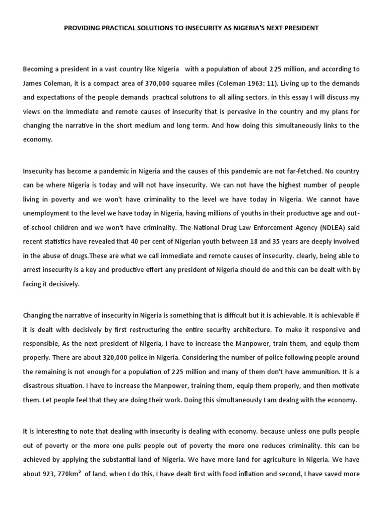 Essay As A President | PDF | Nigeria | Economies