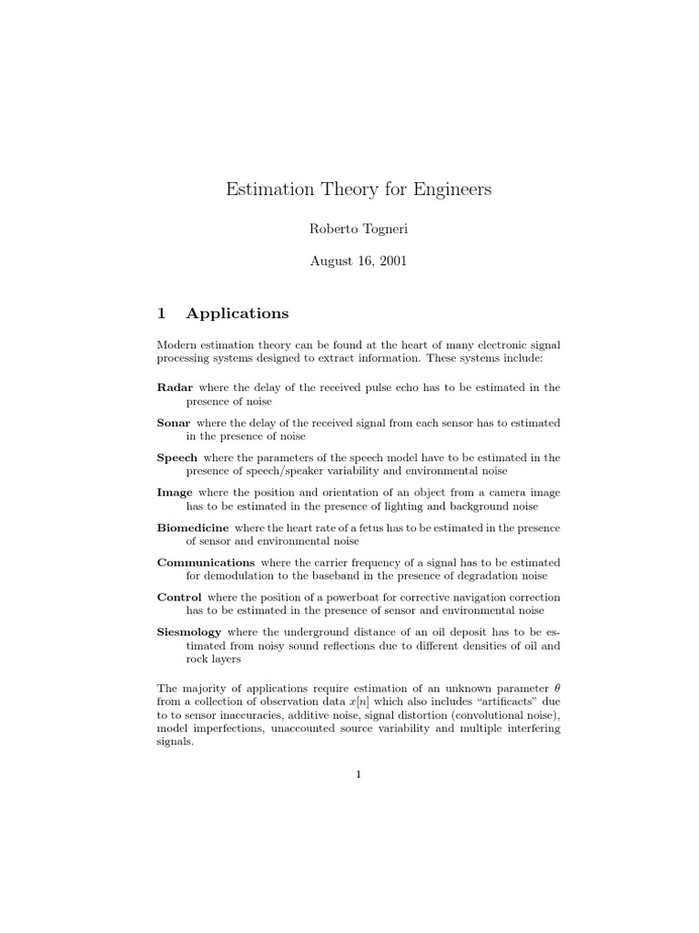 Estimation Theory Eng | PDF | Estimator | Bias Of An Estimator