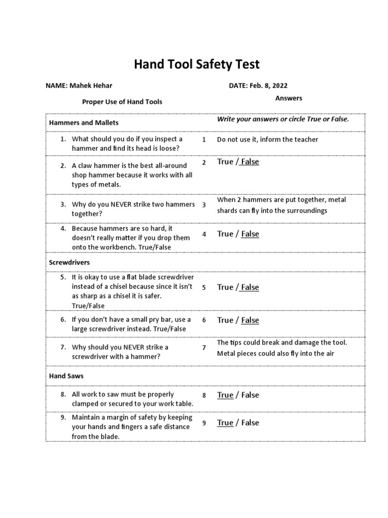 Hand Tool Safety | Download Free PDF | Hammer | Tools