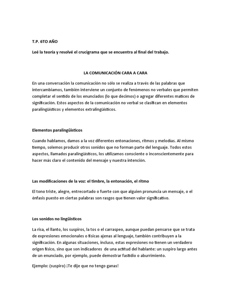 6to. Elementos Extralingüísticos y Paralingüísticos | PDF ...
