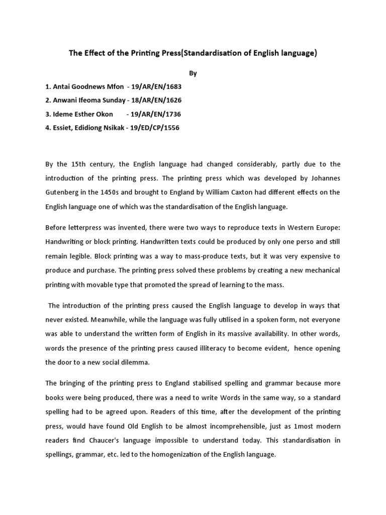 Printing Press | PDF | English Language | Printing