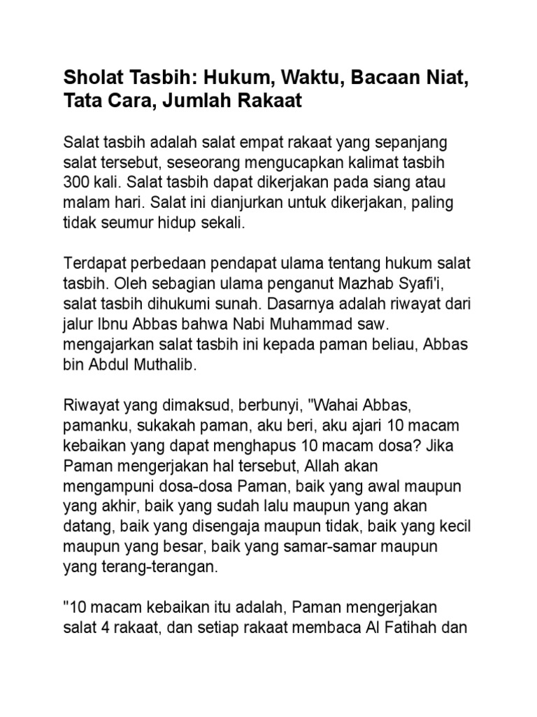 Panduan Lengkap Sholat Tasbih | PDF | Agama & Spiritualitas