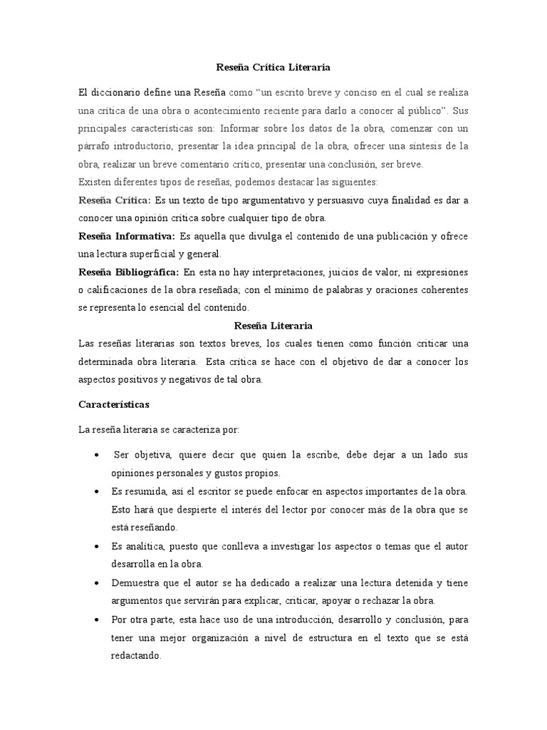 Taller de Redacción - Reseña Crítica Literaria | PDF | Autor | Escritores