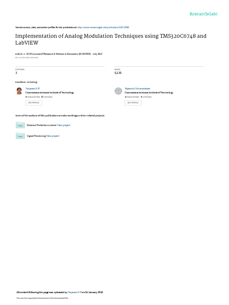 Implementation of Analog Modulation Techniques Usi | PDF | Frequency Modulation | Modulation