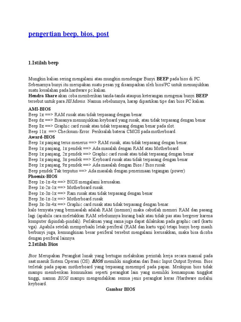 Pengertian Beep | PDF | Komputer