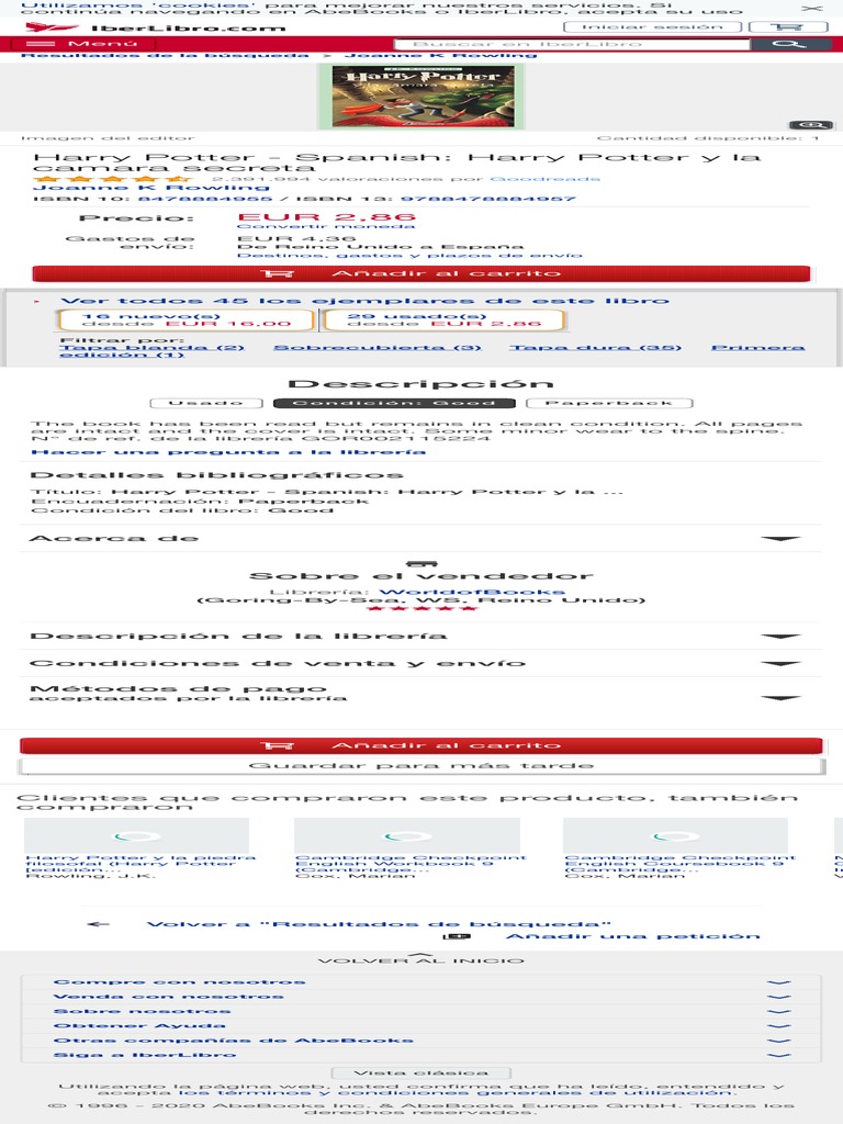 Harry Potter - Spanish Harry Potter y La Camara Secreta de Joanne K ...