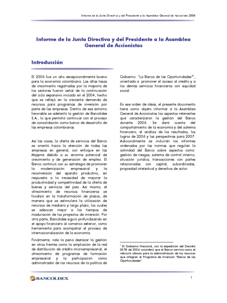 Informe de Junta Directiva 2023 | PDF | Pequeñas y medianas empresas | Bancos