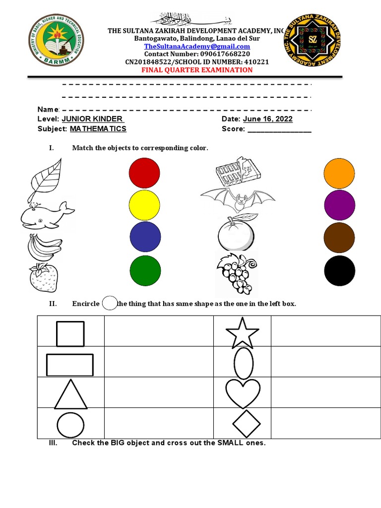 Assessment of Junior Kindergarten Students' Mathematics Skills Through ...