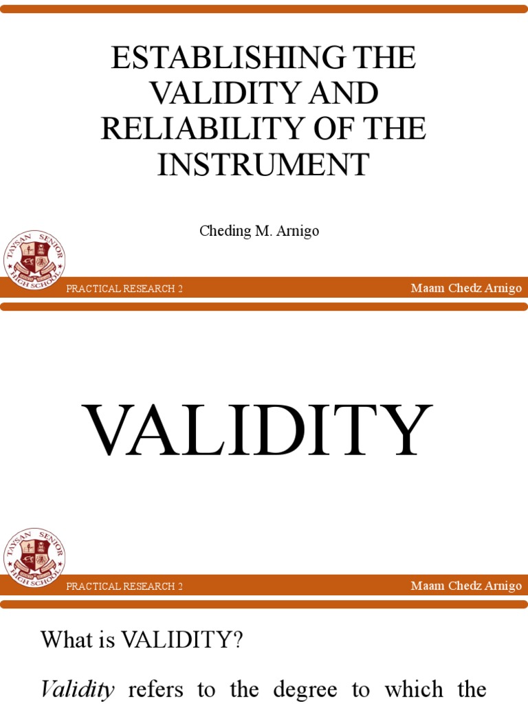 Establishing The Validity and Reliability | PDF | Validity (Statistics ...