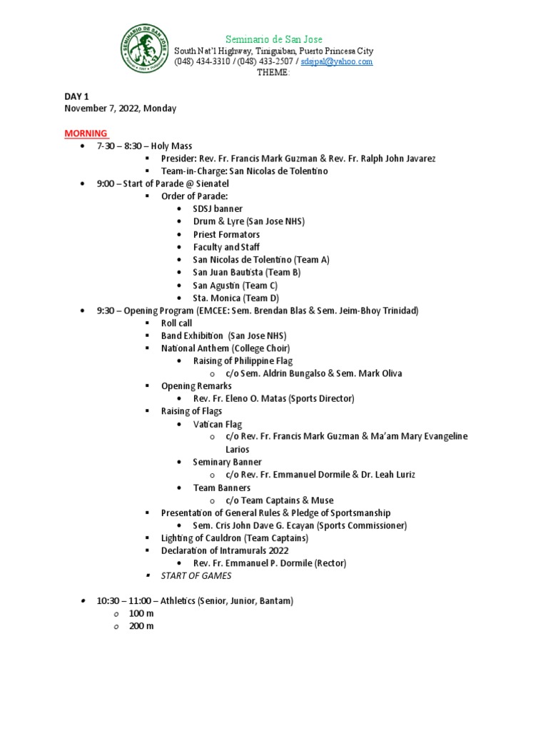 Program Intrams 2022 | PDF | Catholic Church | Christian Worship And ...