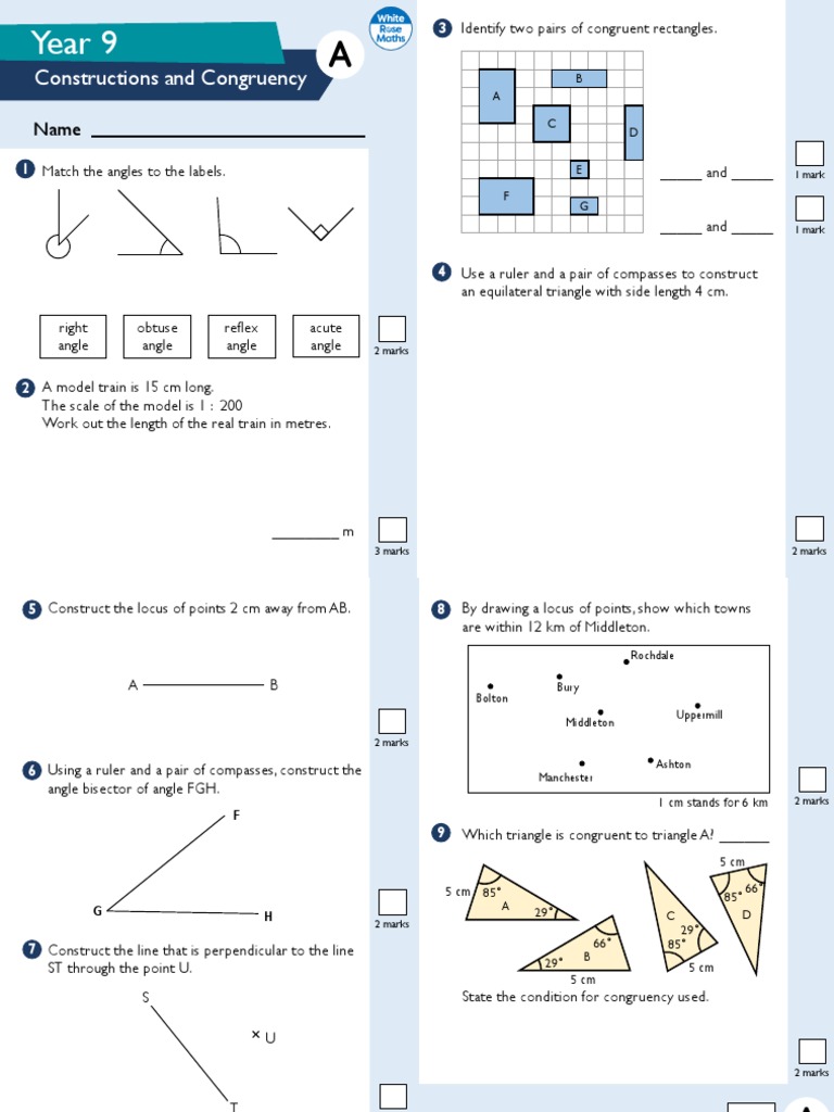 WRM Year9 Autumn Block 5 Constructions and Congruency Mini Assessment A ...