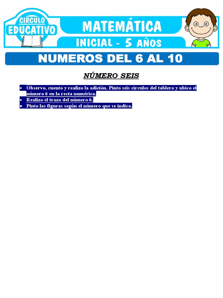 Numeros Del 6 Al 10 para Ninos de Cinco Anos | PDF