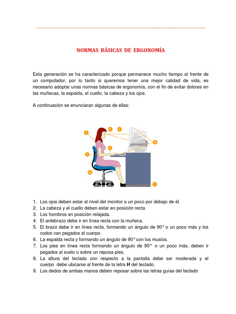 Normas Básicas de Ergonomía | PDF